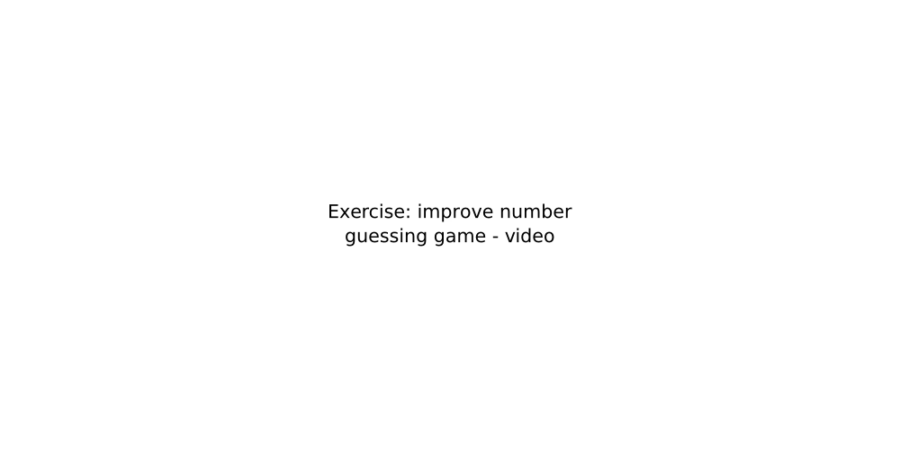 Exercise: improve number guessing game - video