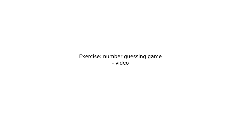 Exercise: number guessing game - video